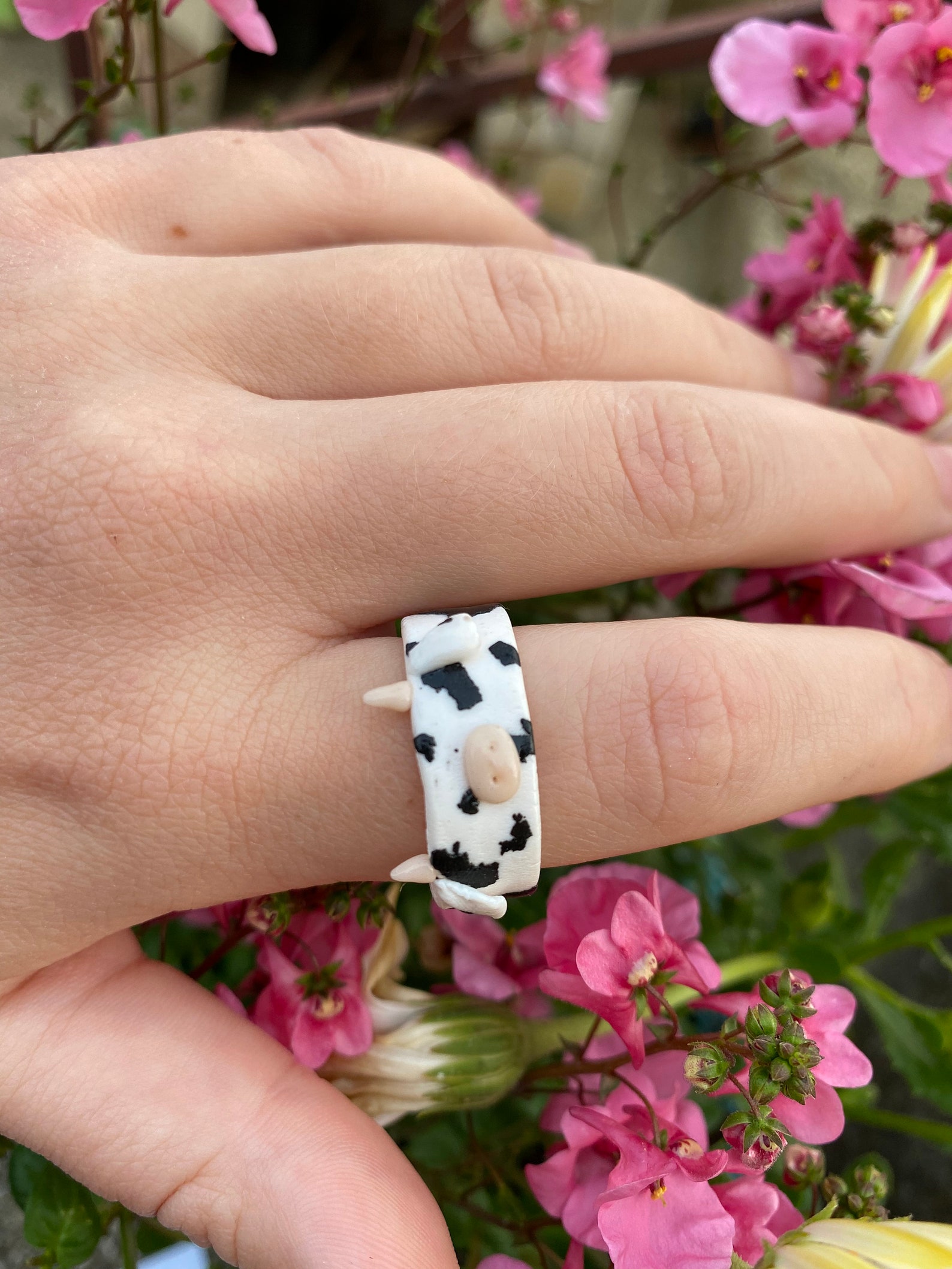 Handmade polymer clay rings cute animal designs cow | Etsy