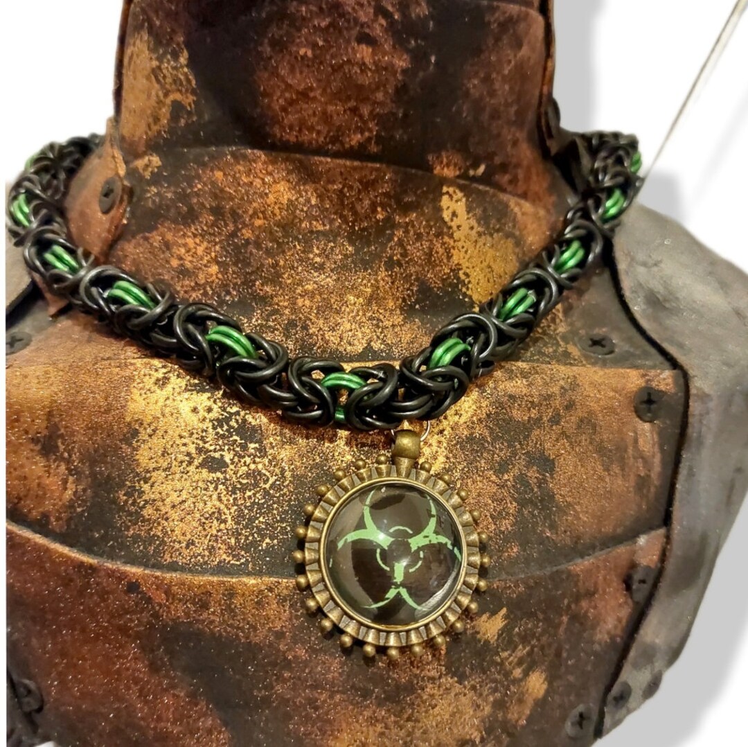 This is a Handmade Black and Green Byzantine Chain With Biohazard ...