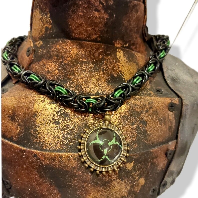 This is a Handmade Black and Green Byzantine Chain With Biohazard ...