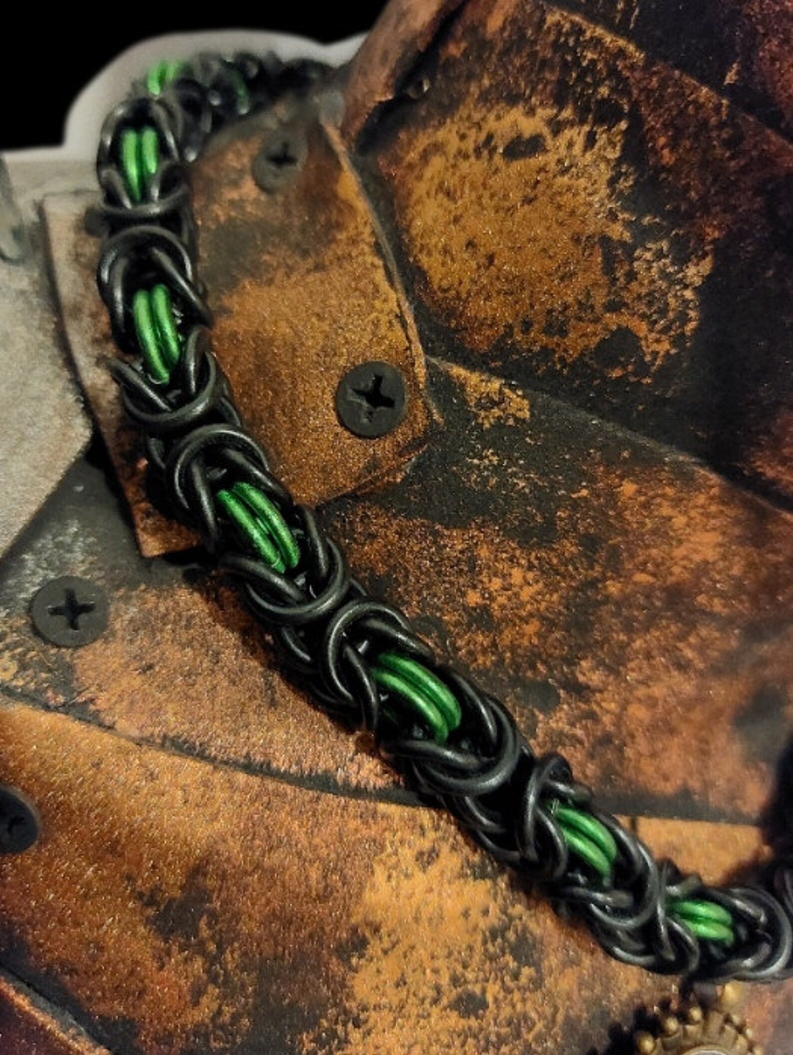 This is a Handmade Black and Green Byzantine Chain With Biohazard ...