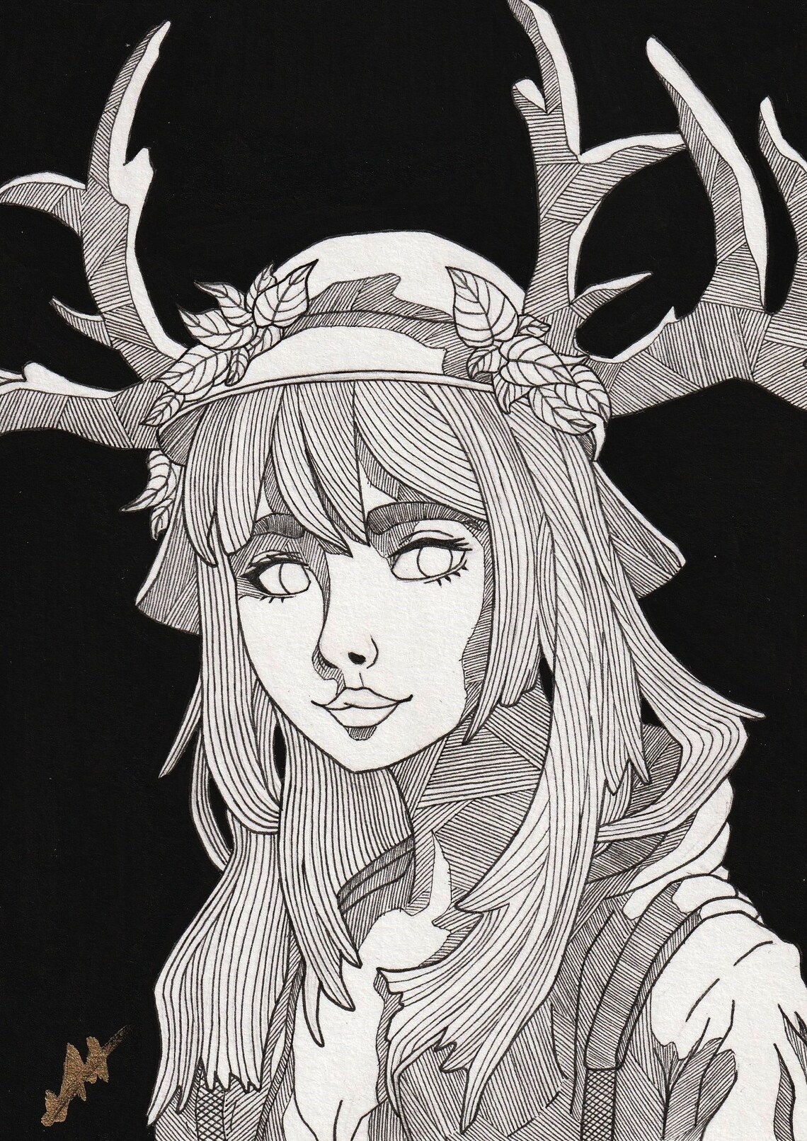 Natures Crown 5x7 Hand Drawn Ink Art - Etsy