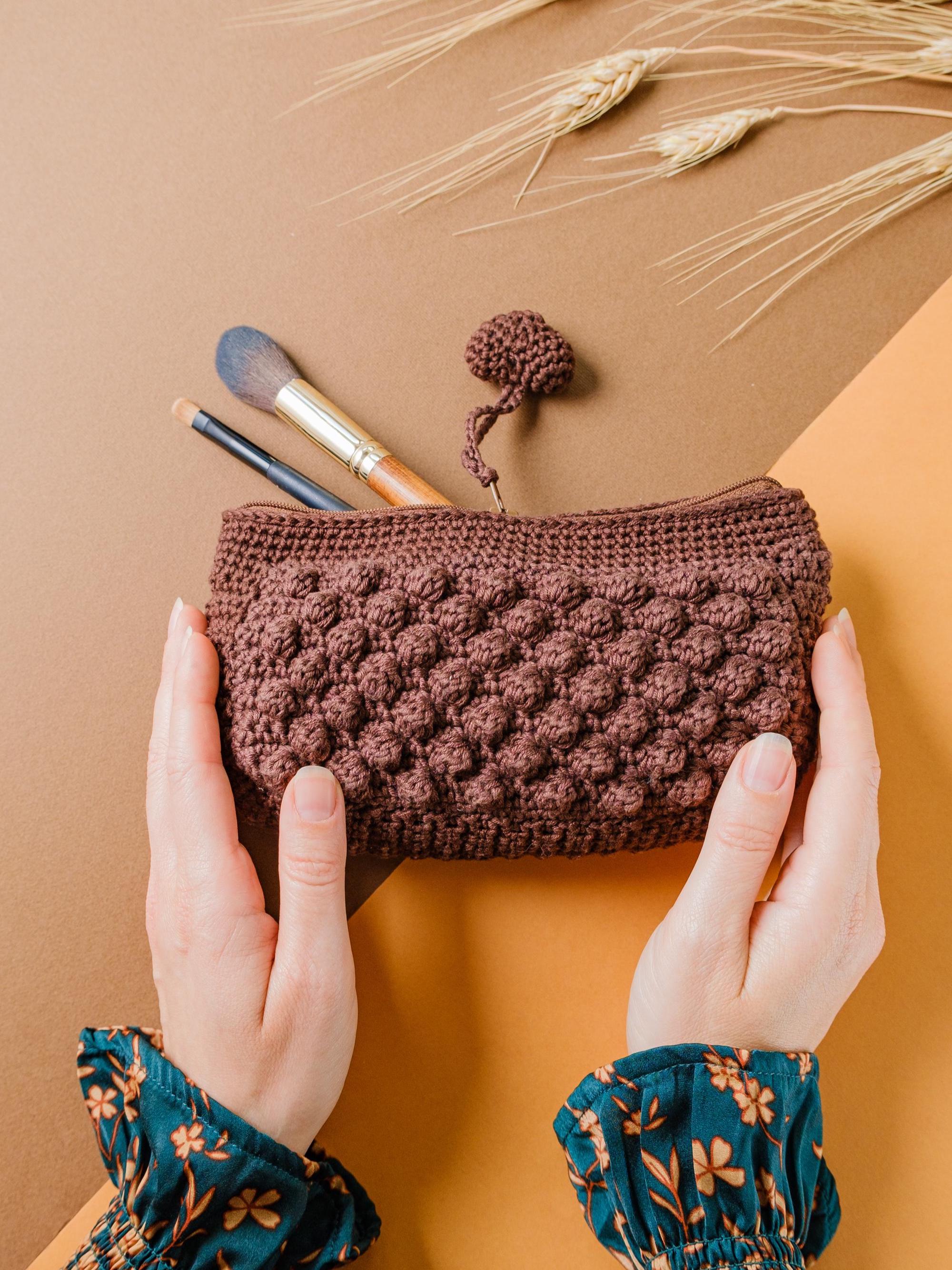 Boho Popcorn Crochet Makeup Bag Pattern: 3D Bubble Texture (beginner ...
