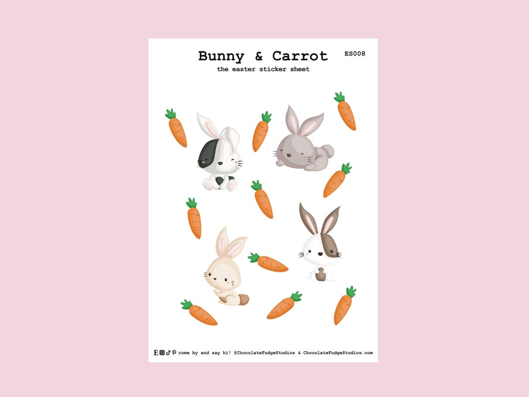 Sticker Sheet Bunny & Carrot Bullet Journal Scrapbooking - Etsy