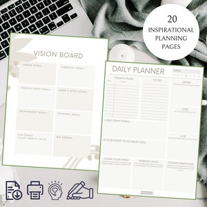 Daily Planner Printable | Inspirational Goals Planner | Monthly ...