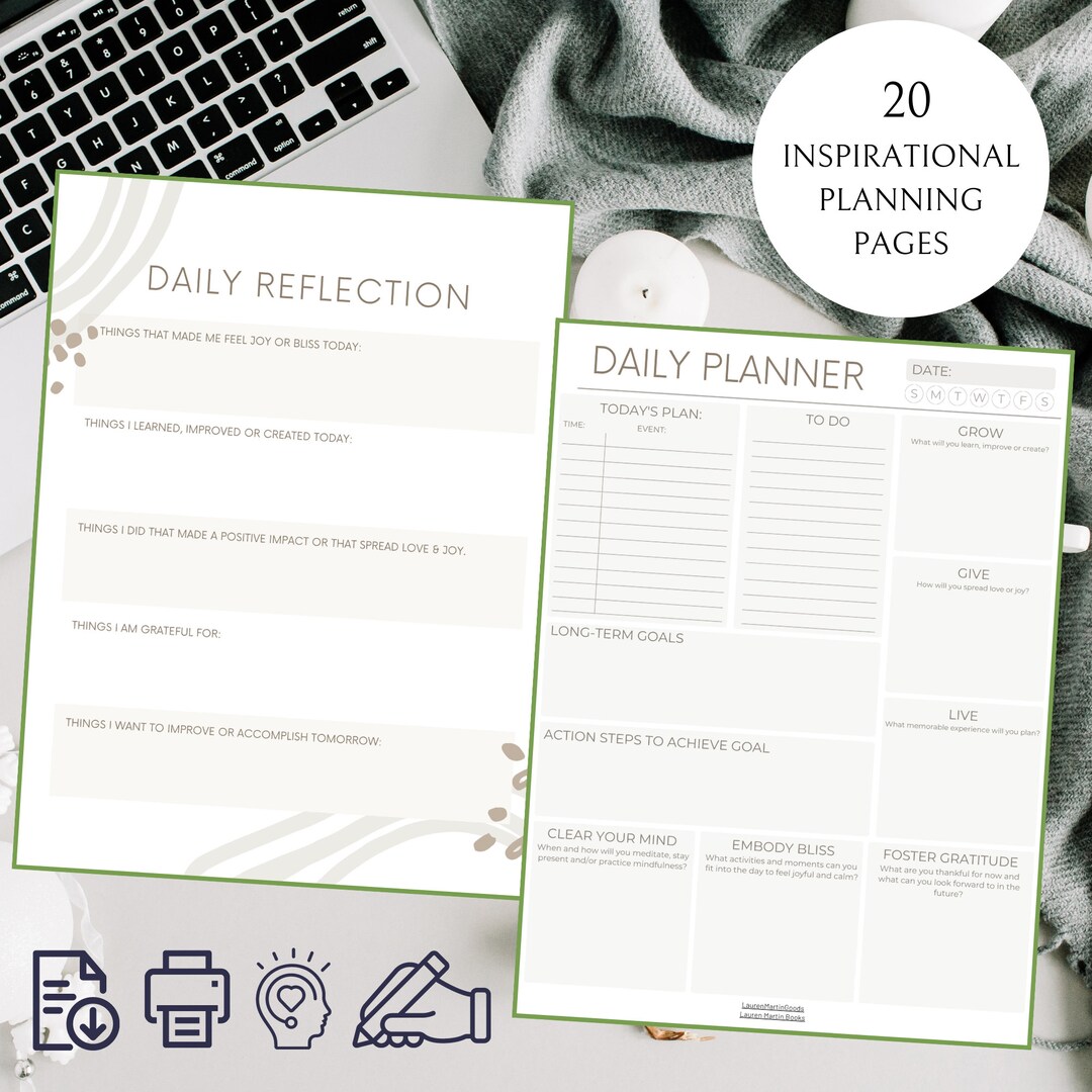 Daily Planner Printable Inspirational Goals Planner - Etsy