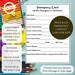 Emergency Contact and Medical Information Card for Kids | Child Safety ...