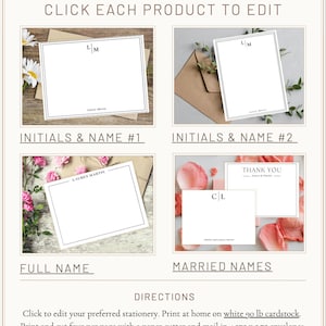 Printable Personalized Stationery Sets | Editable Monogrammed Cards ...