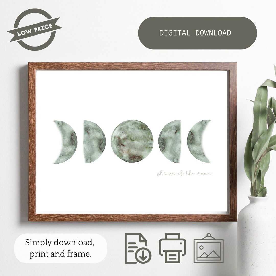 Moon Phases Wall Art | Printable Wall Decor | Digital Download - Etsy