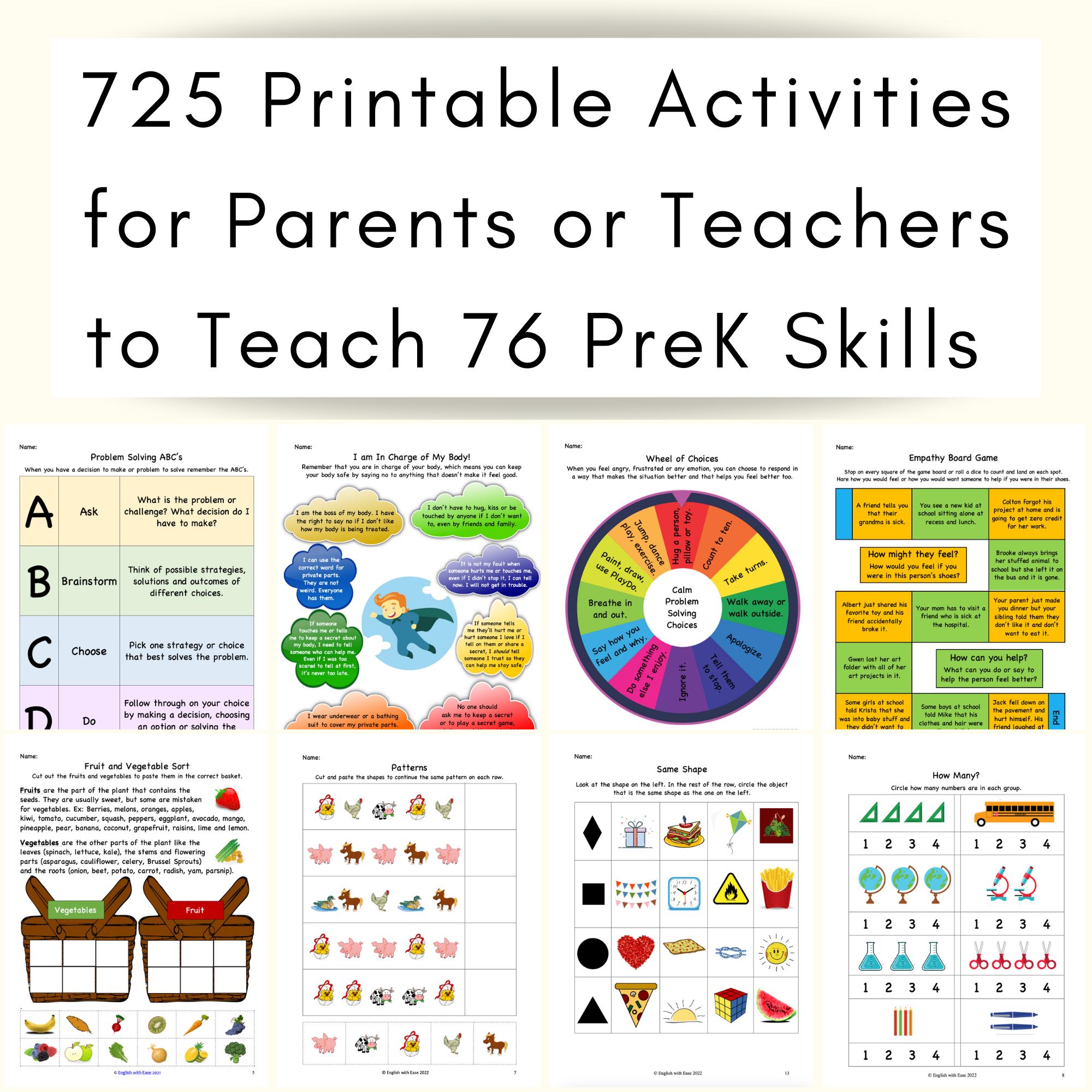 Preschool Curriculum: Full Year Pre-k Printable Activities (PDF) - Etsy