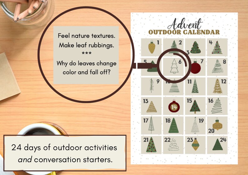 Printable Nature Advent Calendar, Outdoor Activities, Christmas ...