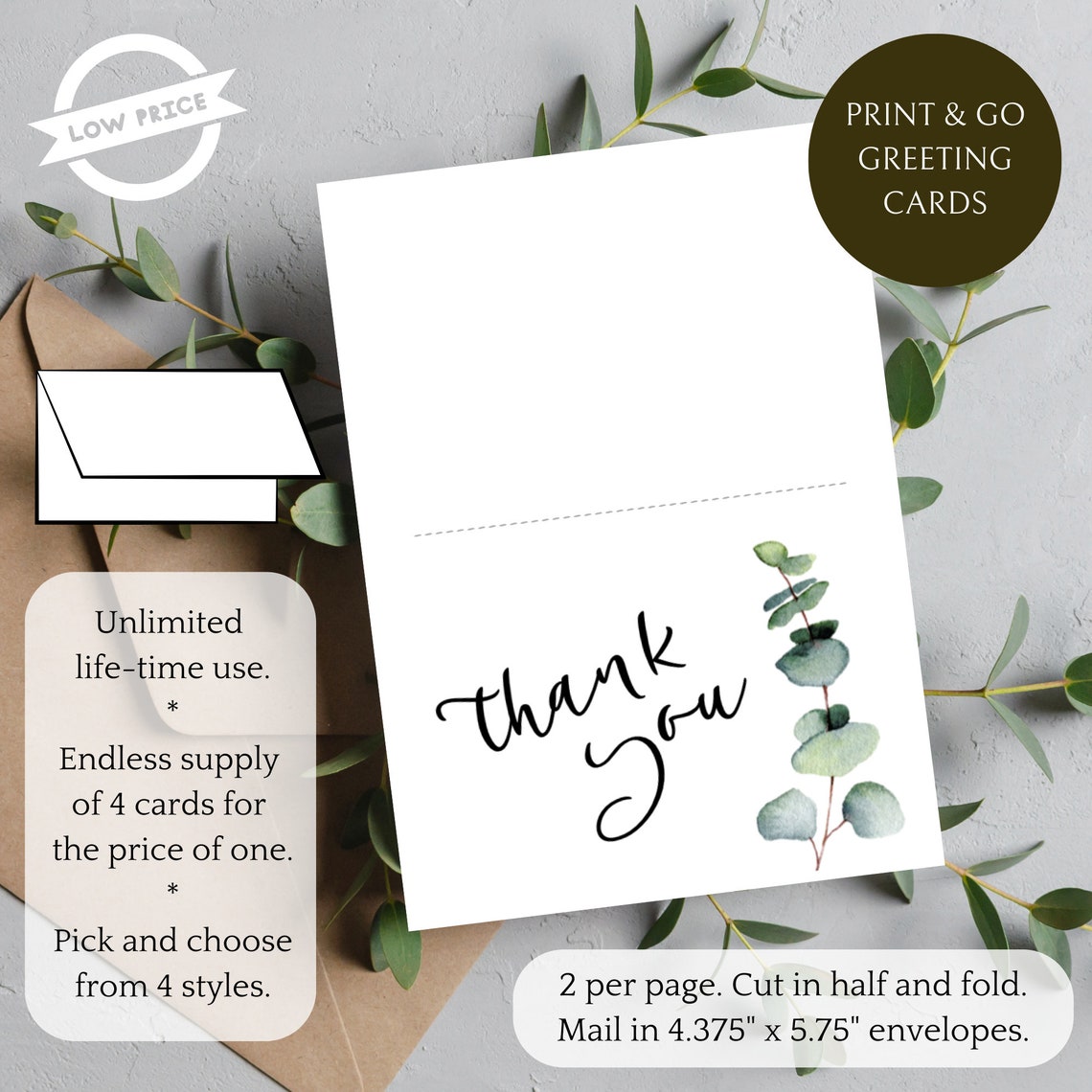 Thank You Cards Printable Set - Etsy