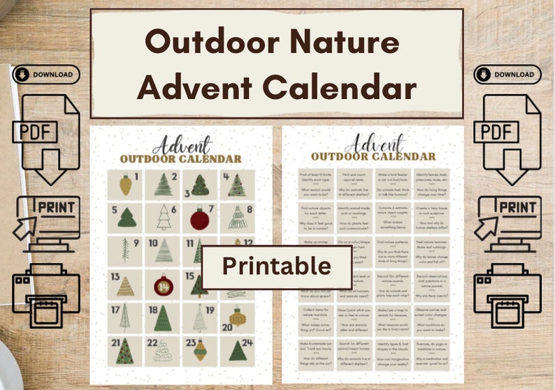 Printable Nature Advent Calendar, Outdoor Activities, Christmas ...