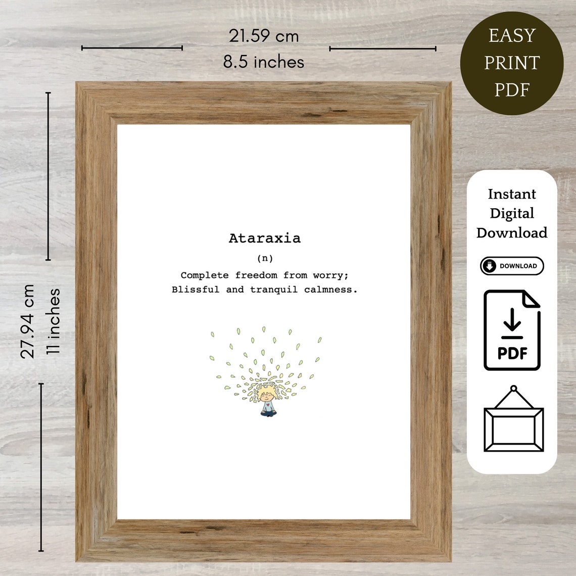 Ataraxia Word of the Year Printable Wall Art Sign, Peace, Bliss, Calm ...