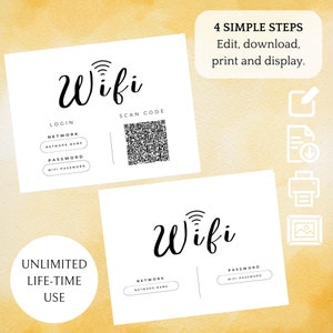 WIFI Sign Printable, Downloadable Poster, Internet Network and Password ...