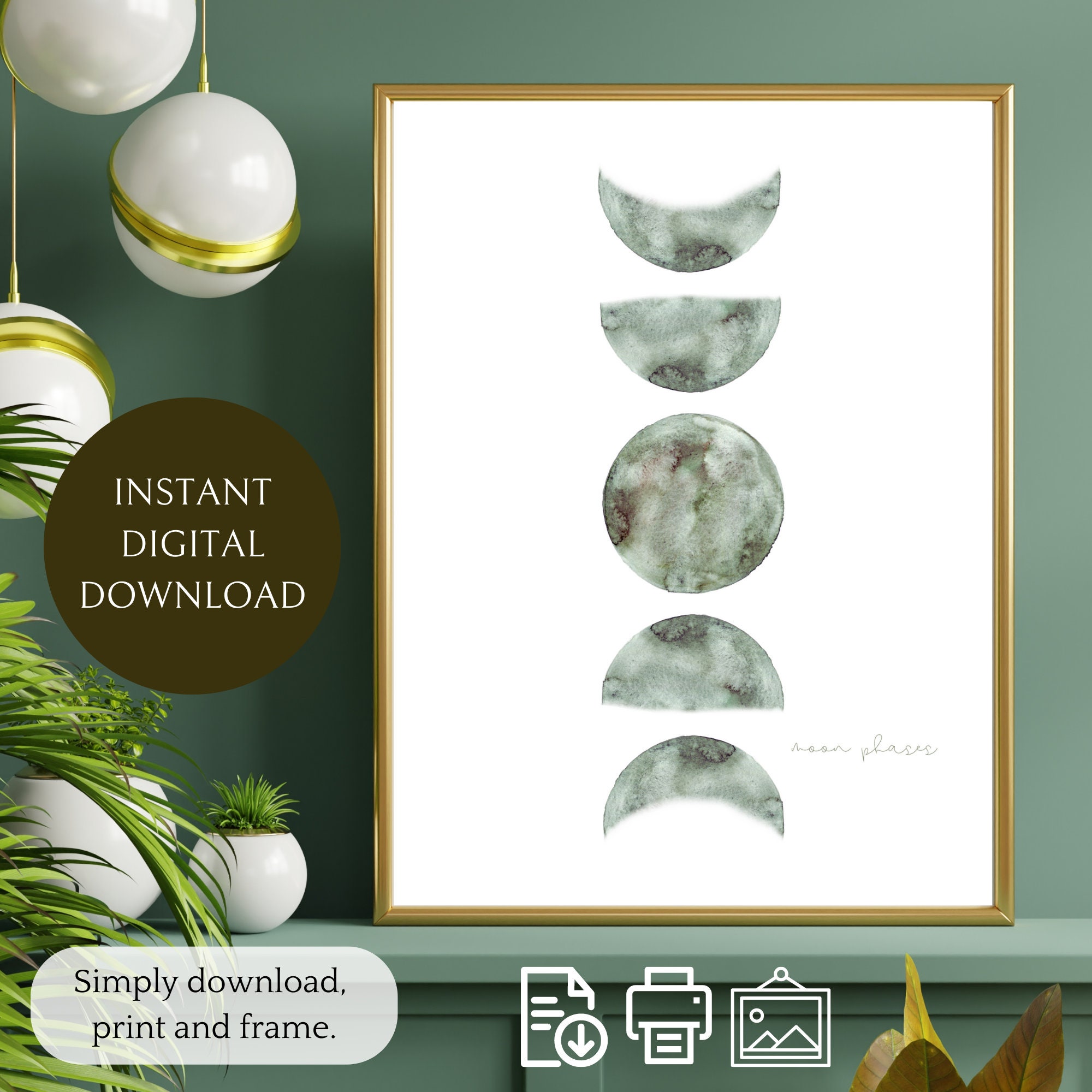 Moon Phases Wall Art | Printable Wall Decor | Digital Download - Etsy