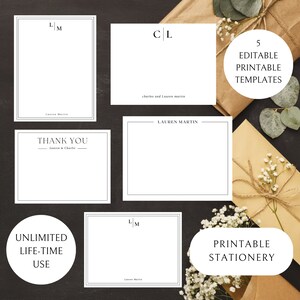 Printable Personalized Stationery Sets | Editable Monogrammed Cards ...