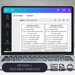 Emergency Contact and Medical Information Card for Kids | Child Safety ...