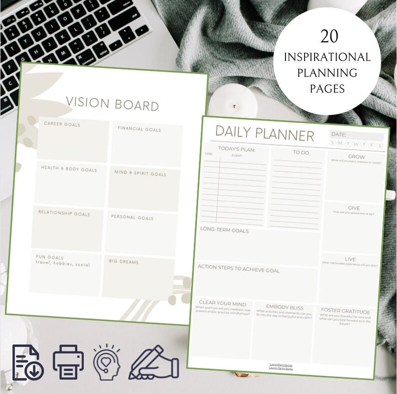 Daily Planner Printable | Inspirational Goals Planner | Monthly ...