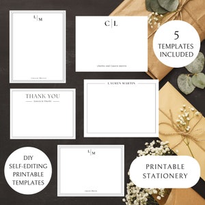 Printable Personalized Stationery Sets Editable Monogrammed - Etsy
