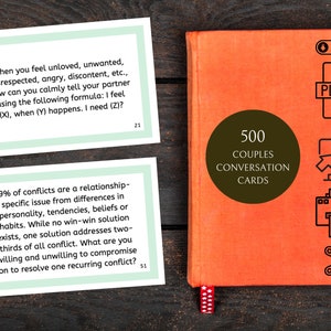 Couples Conversation Cards | 500 Therapy Questions (digital Download ...