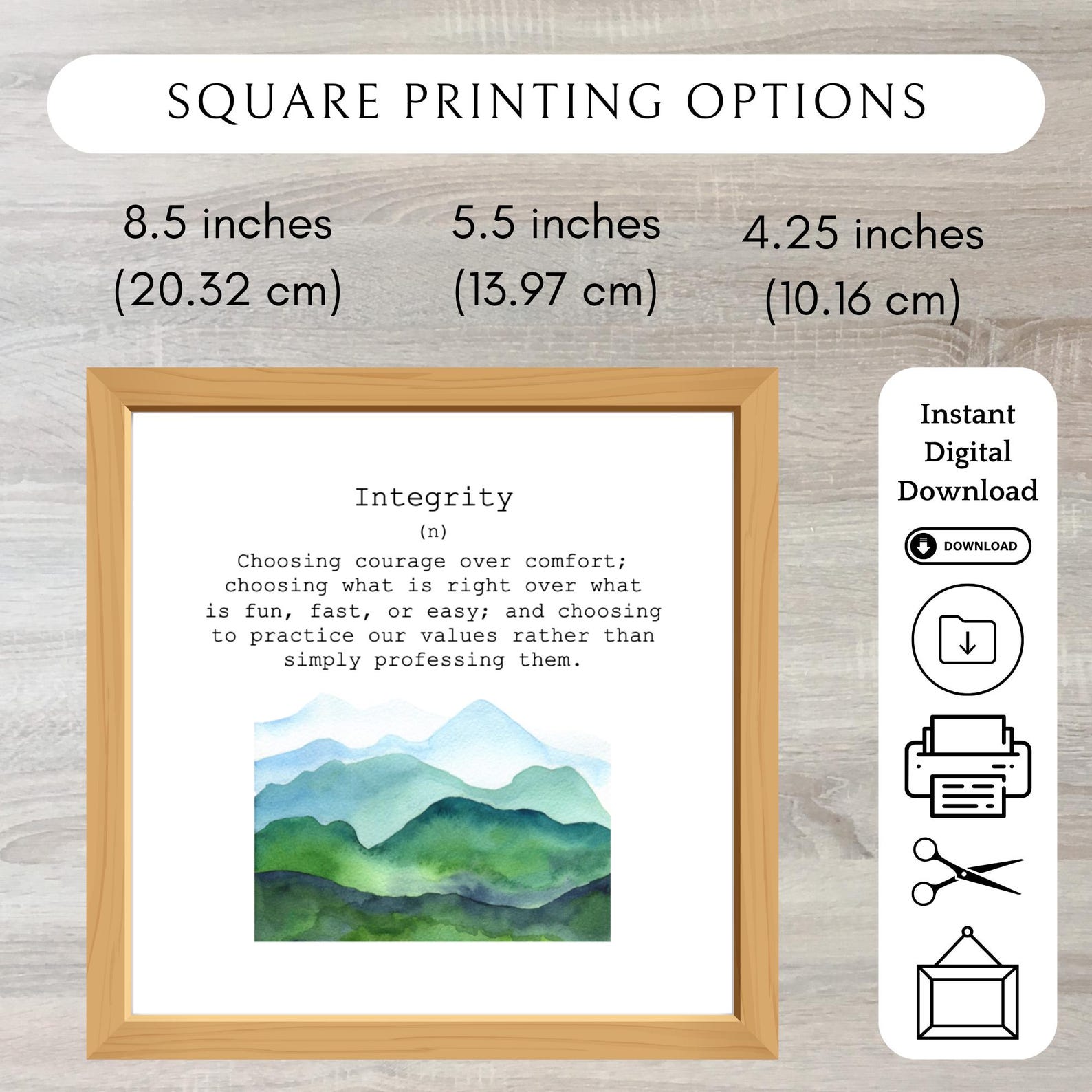 Integrity Word of the Year Printable Wall Art Sign, Character Building ...