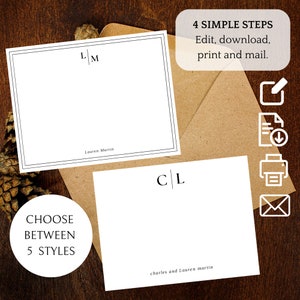 Printable Personalized Stationery Sets | Editable Monogrammed Cards ...