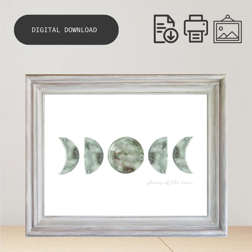 Moon Phases Wall Art Printable Wall Decor Digital Download - Etsy