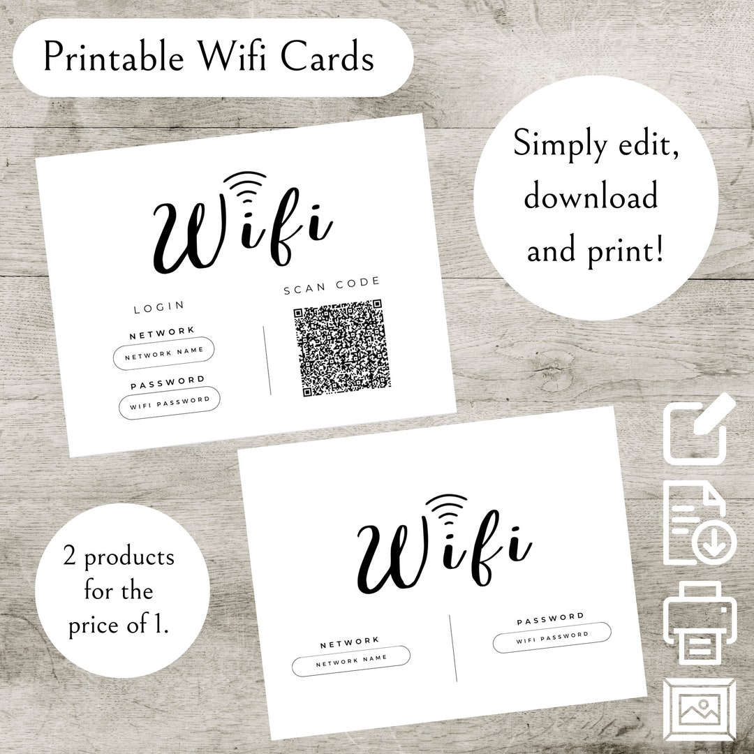 WIFI Sign Printable, Downloadable Poster, Internet Network and Password ...