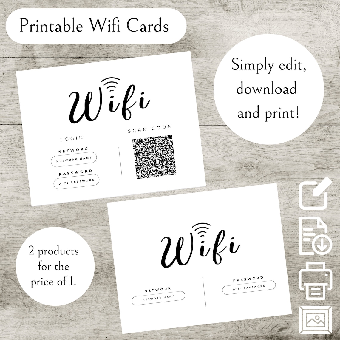 WIFI Sign Printable, Downloadable Poster, Internet Network and Password ...