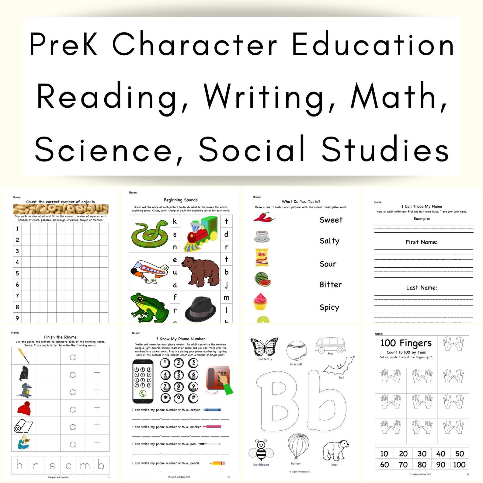 Complete Preschool Curriculum: Full Year Prek Worksheet Bundle, No Prep ...