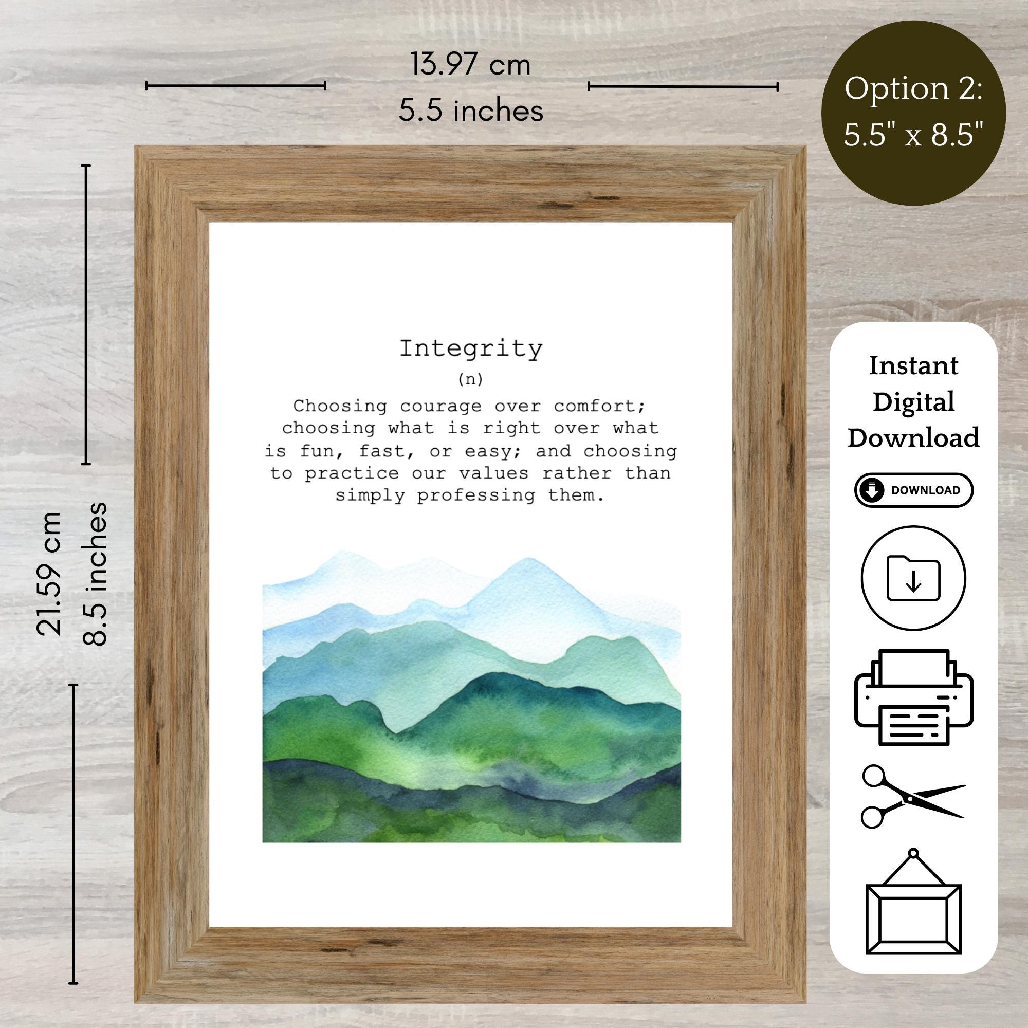 Integrity Word of the Year Printable Wall Art Sign, Character Building ...