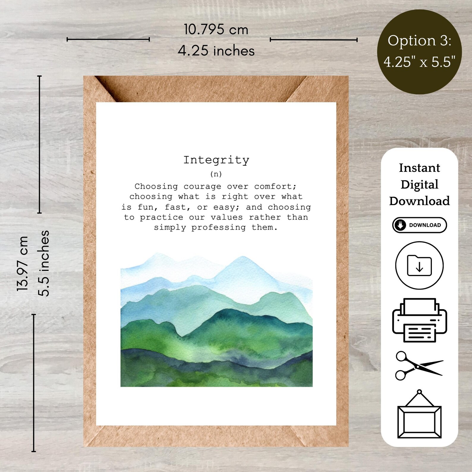 Integrity Word of the Year Printable Wall Art Sign, Character Building ...