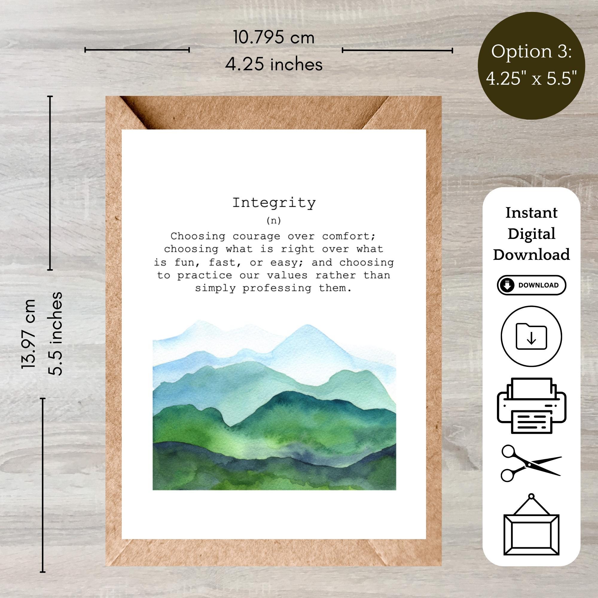 Integrity Word of the Year Printable Wall Art Sign, Character Building ...