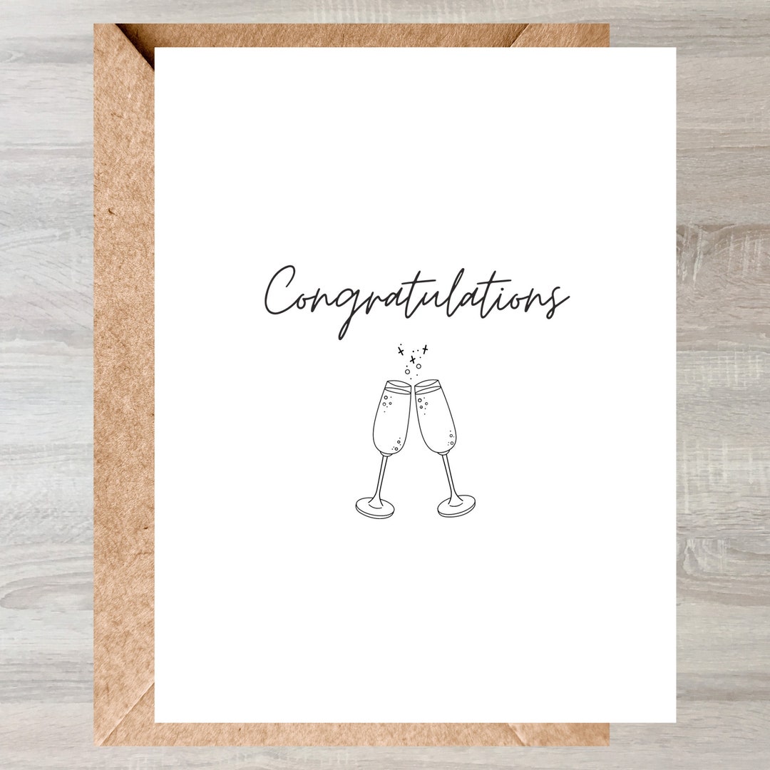 Congrats Card, Printable Congratulations Greeting Card, Champagne Glass ...