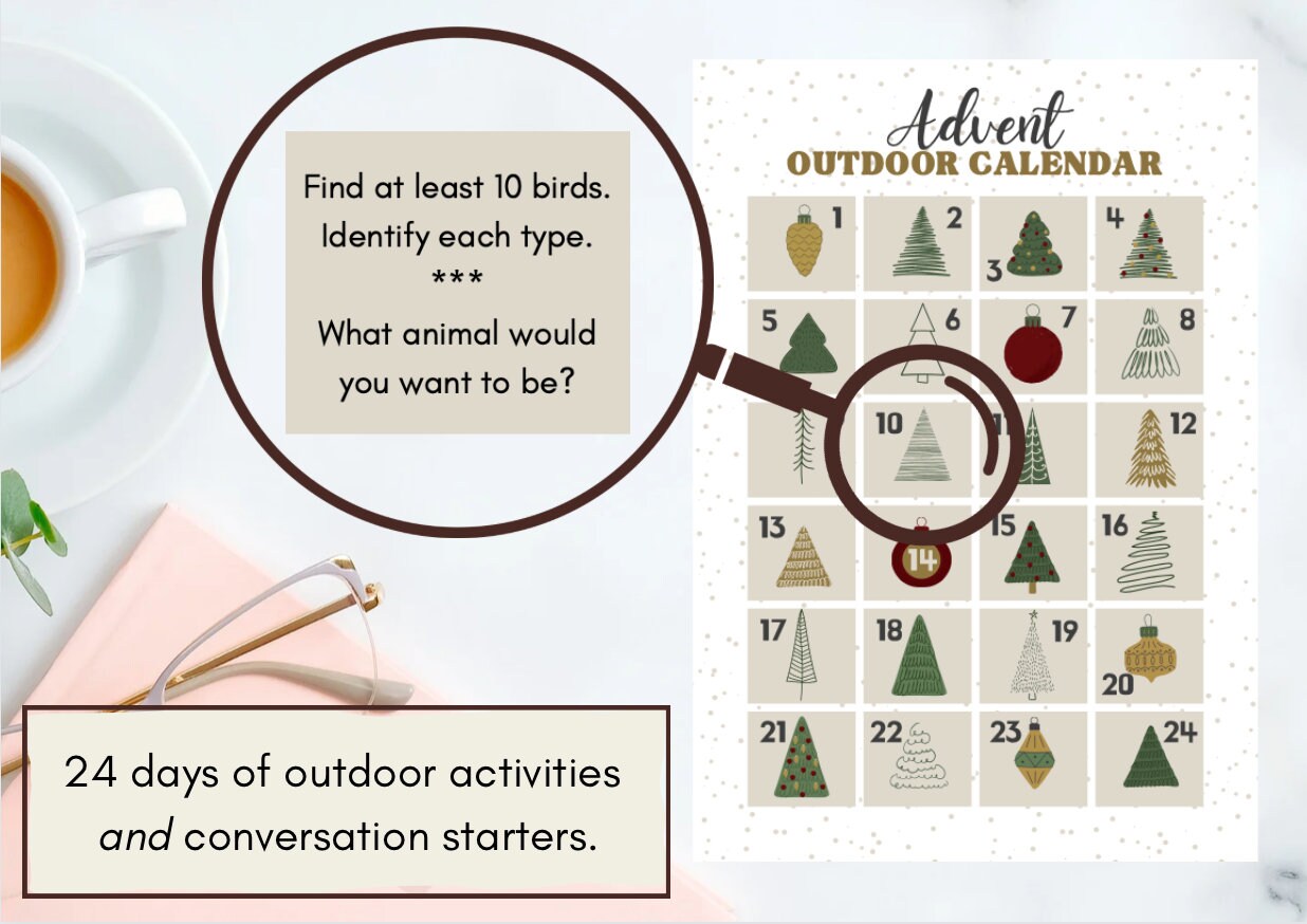 Printable Outdoor Nature Advent Calendar for Kids and Families, DIY ...