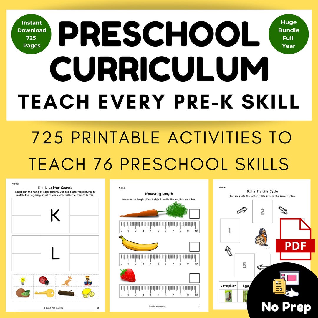 Complete Preschool Curriculum: Huge No Prep Bundle Printable Activities ...