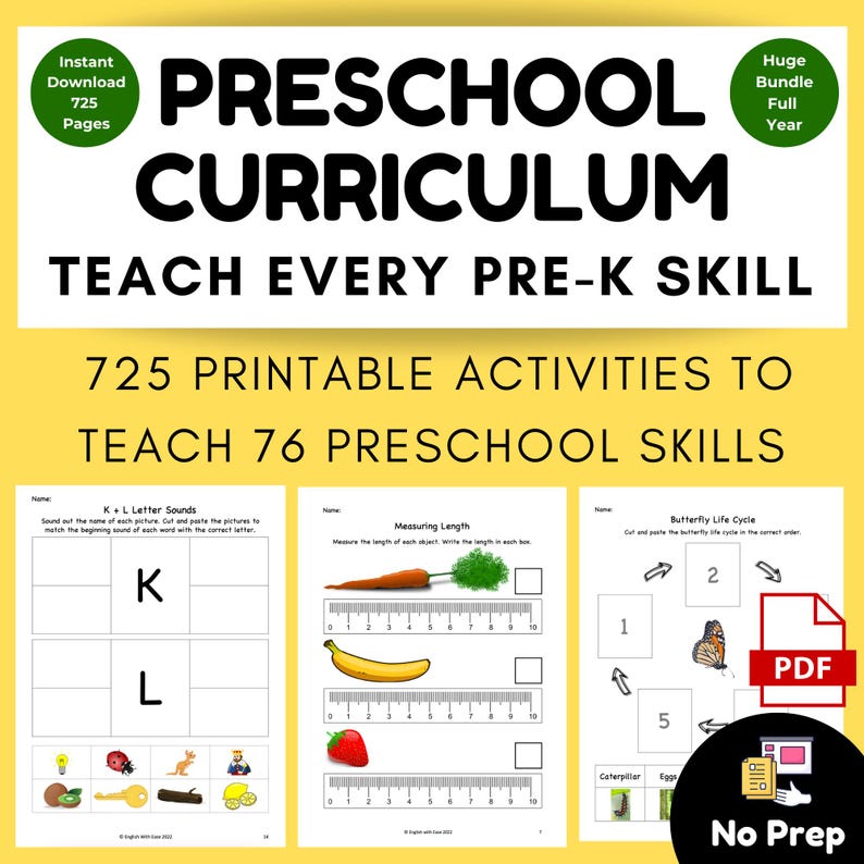Complete Preschool Curriculum: Huge No Prep Bundle Printable Activities ...