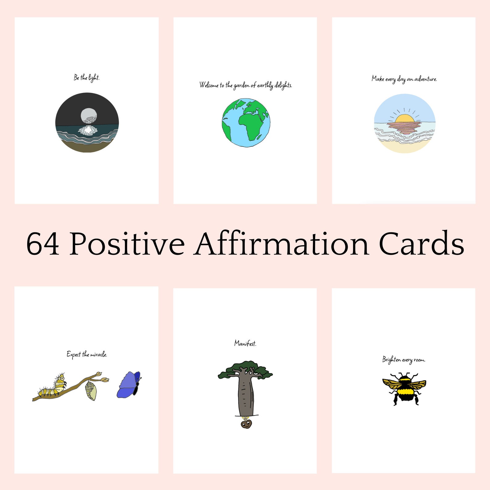 Positive Affirmation Card Deck, Vision Board Printables (digital ...