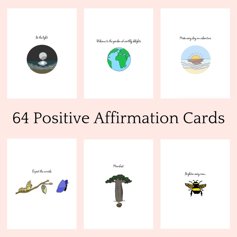 Positive Affirmation Card Deck, Vision Board Printables (digital ...