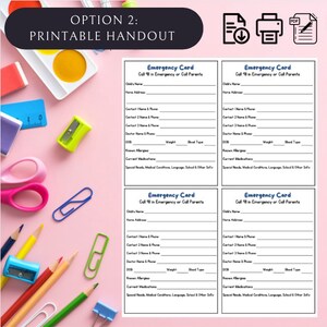 Emergency Contact and Medical Information Card for Kids | Child Safety ...