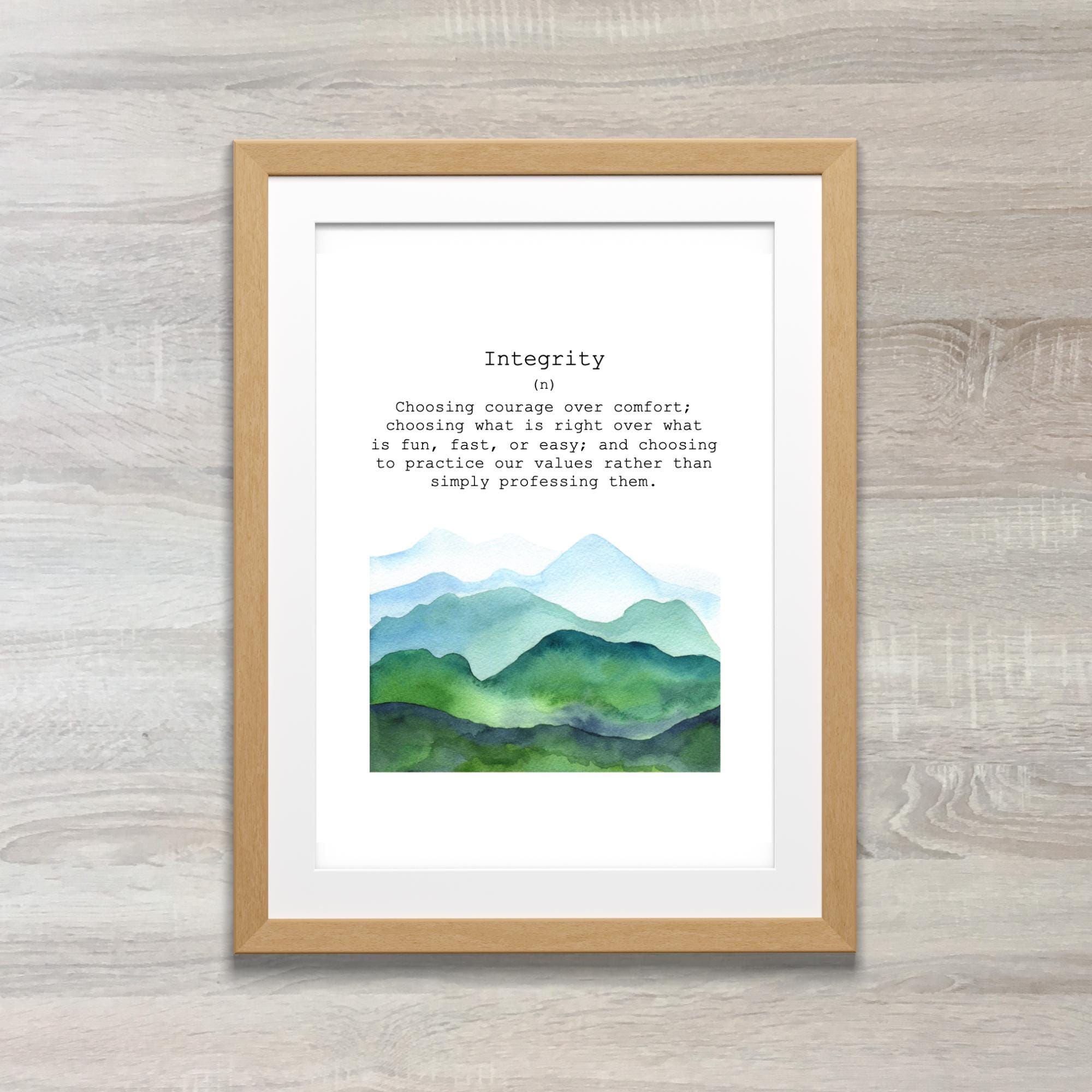 Integrity Word of the Year Printable Wall Art Sign, Character Building ...