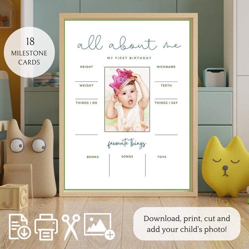 Baby Monthly Milestone Cards Printable Template for Boys or Girls - Etsy
