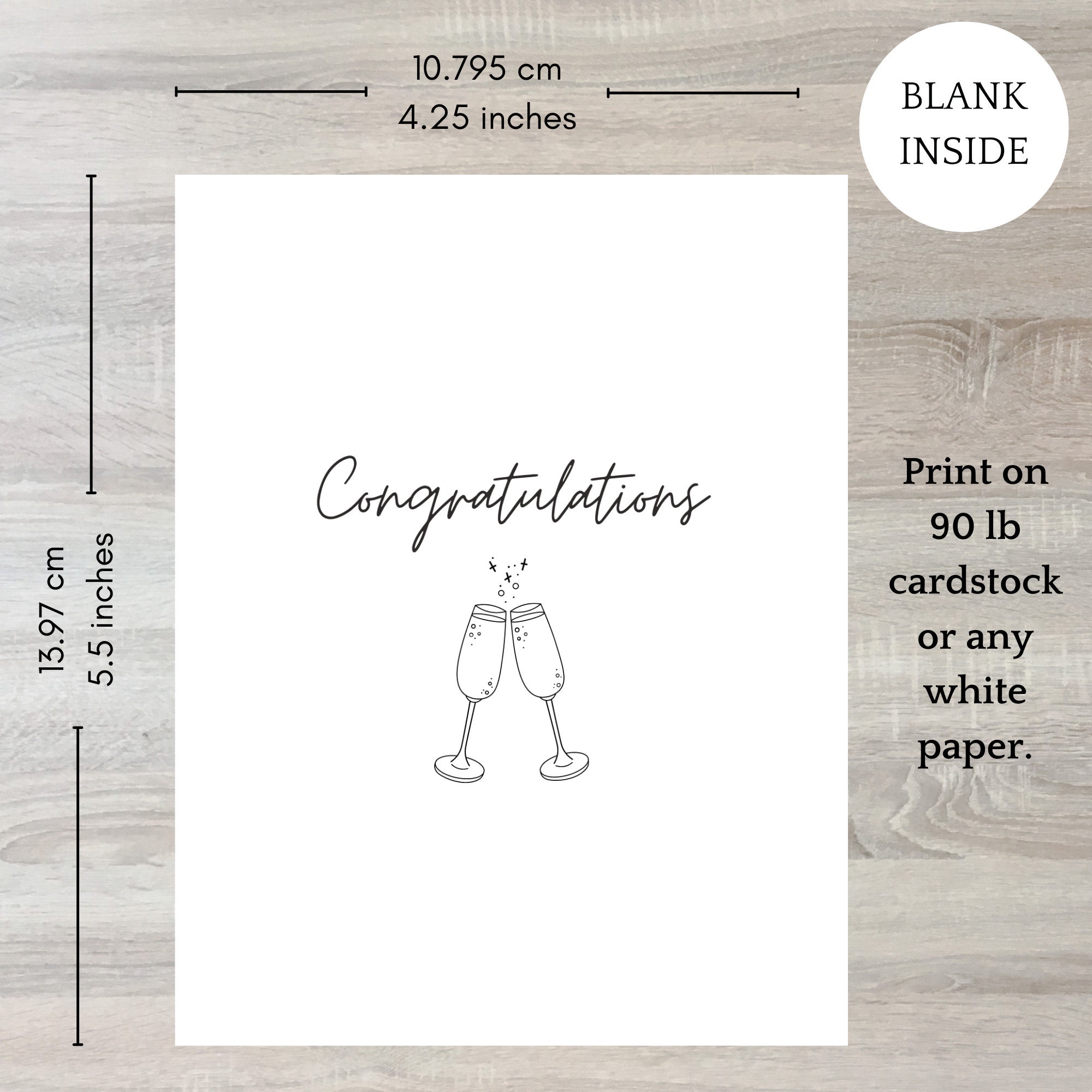 Congrats Card, Printable Congratulations Greeting Card, Champagne Glass ...