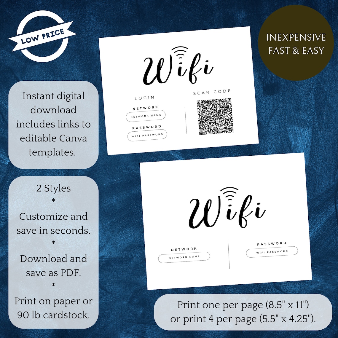 WIFI Sign Printable Downloadable Poster Internet Network and - Etsy