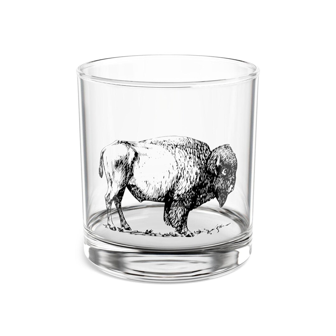 Bison Bourbon Bar Glass Set, Whiskey Lover Gift, Buffalo Whisky Glasses ...