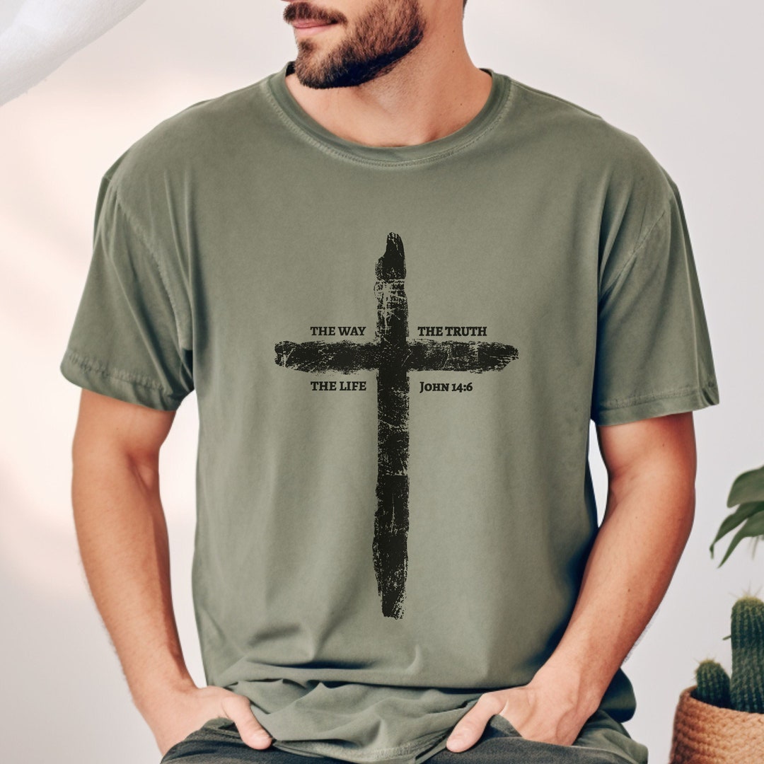 The Way the Truth the Life Shirt, Christian Cross Tee for Men - Etsy