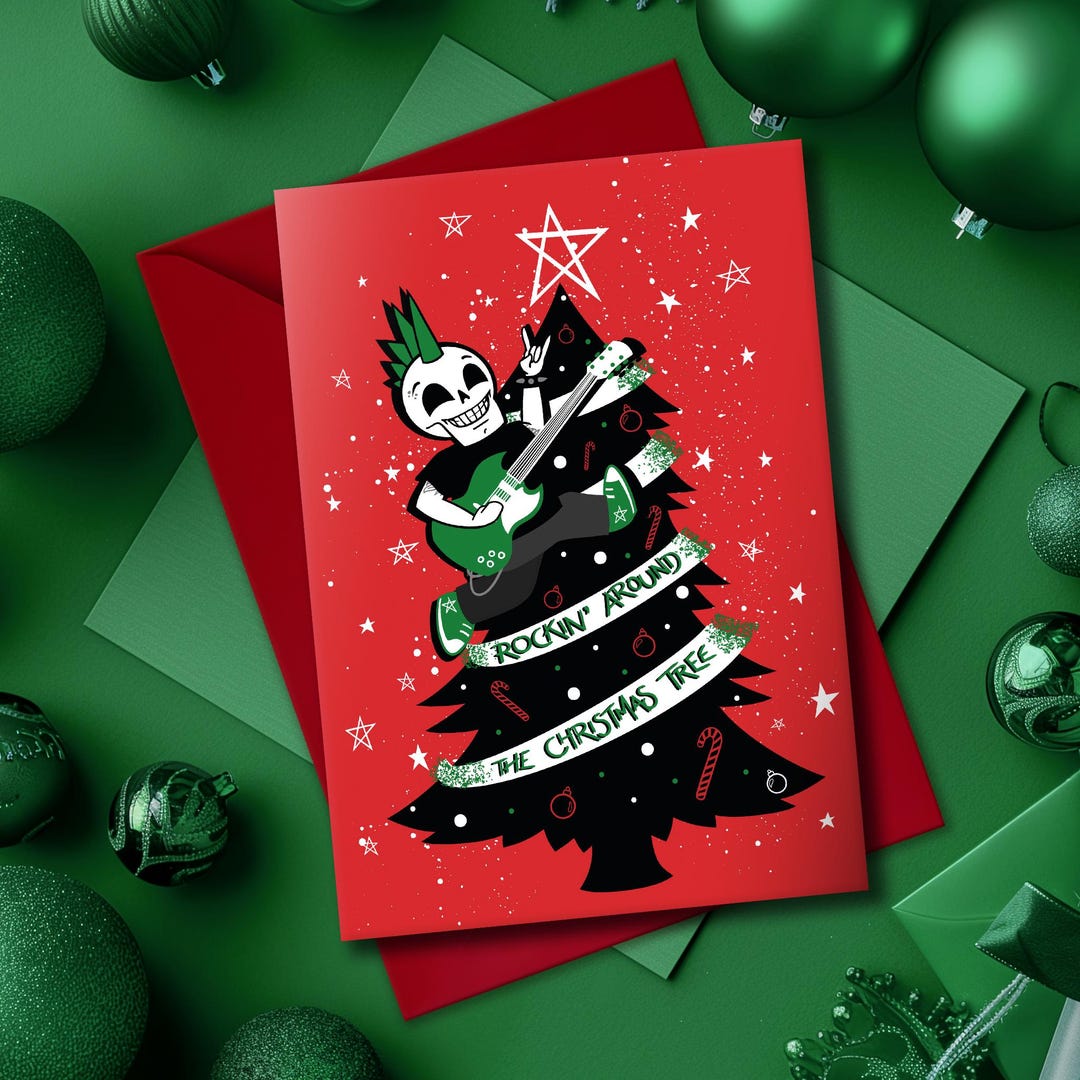 Rockin Tree Card Around the Christmas Tree Seasonal Gift Punk Rock ...