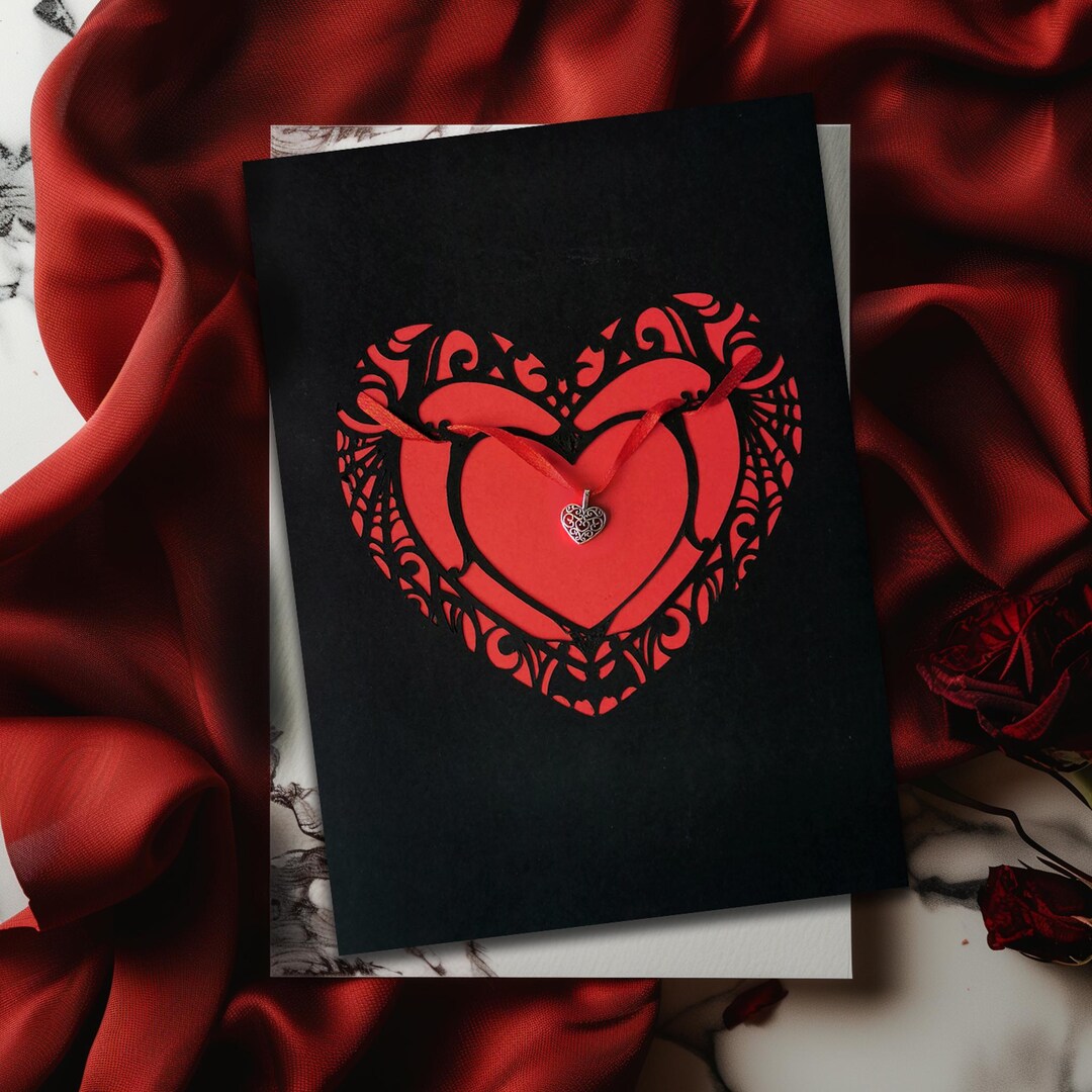 Charmed Heart Handmade Card | Gothic Wedding & Anniversary Greeting ...