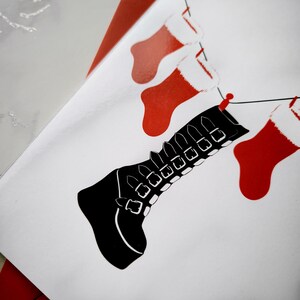 Goth Boot Christmas Card Platform Demonia Santa Stocking Season's ...