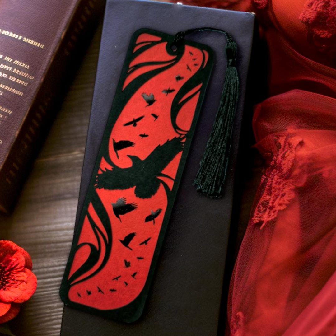 Foiled Crow Bookmark: Handmade Gothic Raven Gift for Book Lovers - Etsy